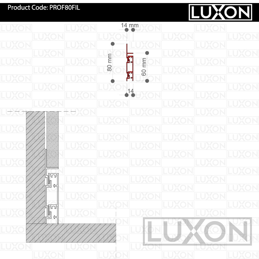 Profil cu PLINTA tip Filomuro 200 cm. argintiu LUXON