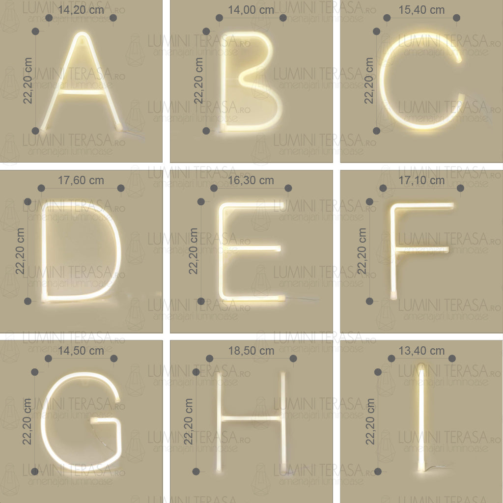 Litere Luminoase Neon Flex cu baterii si USB